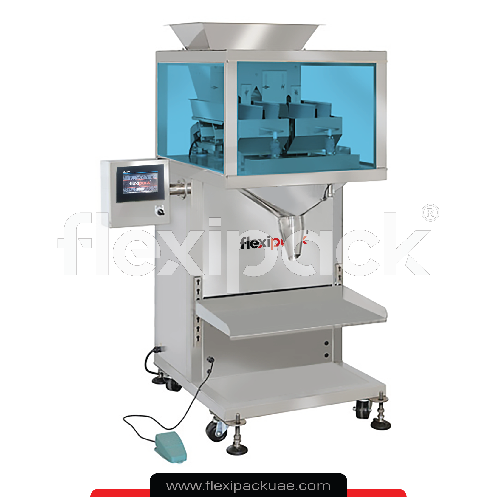 SEMI AUTOMATIC 2 HEADS LINEAR WEIGH FILLING MACHINE – FLEXI PACK MACHINERY